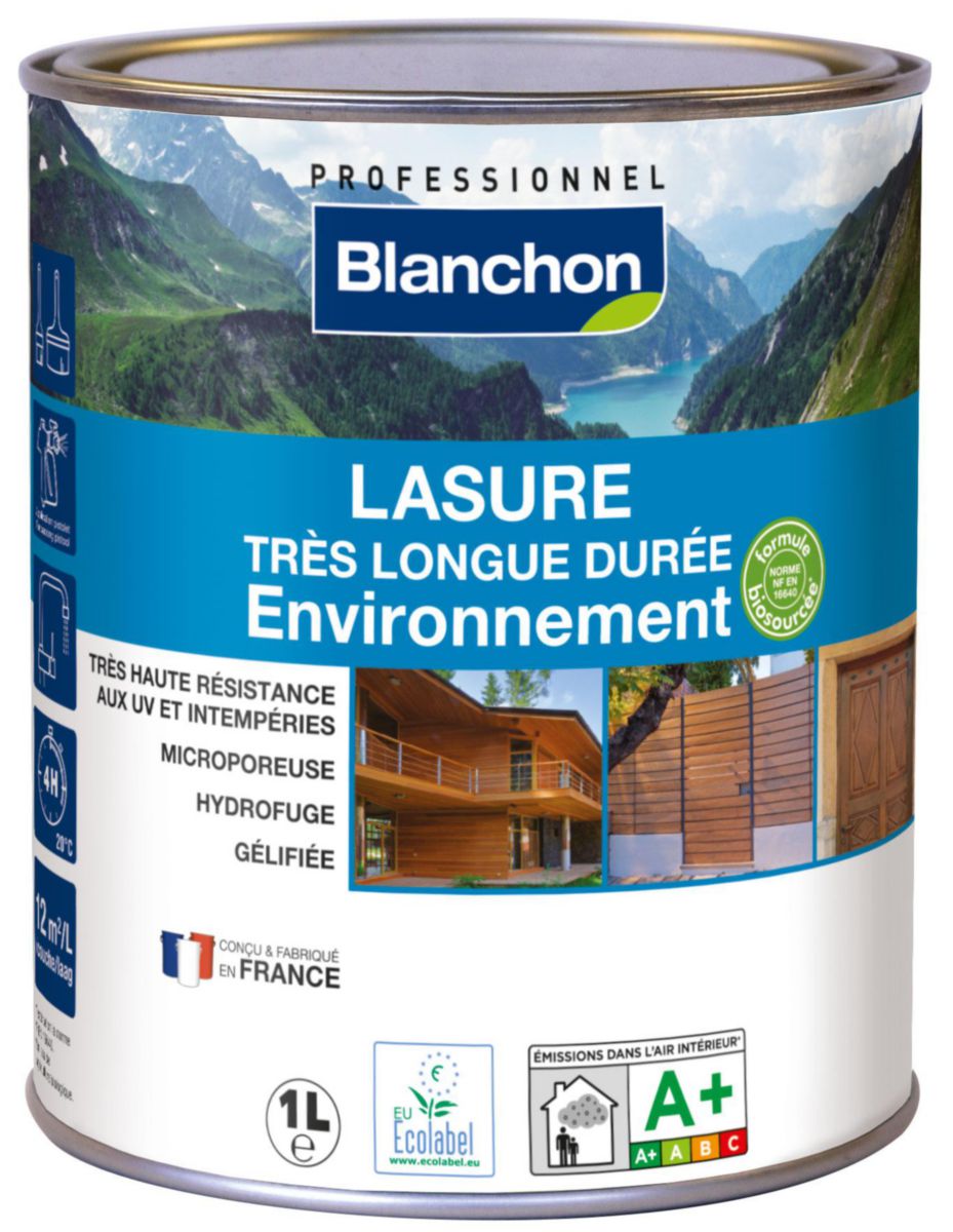 Lasure longue durée Environnement blanc bidon 1 litre - BLANCHON