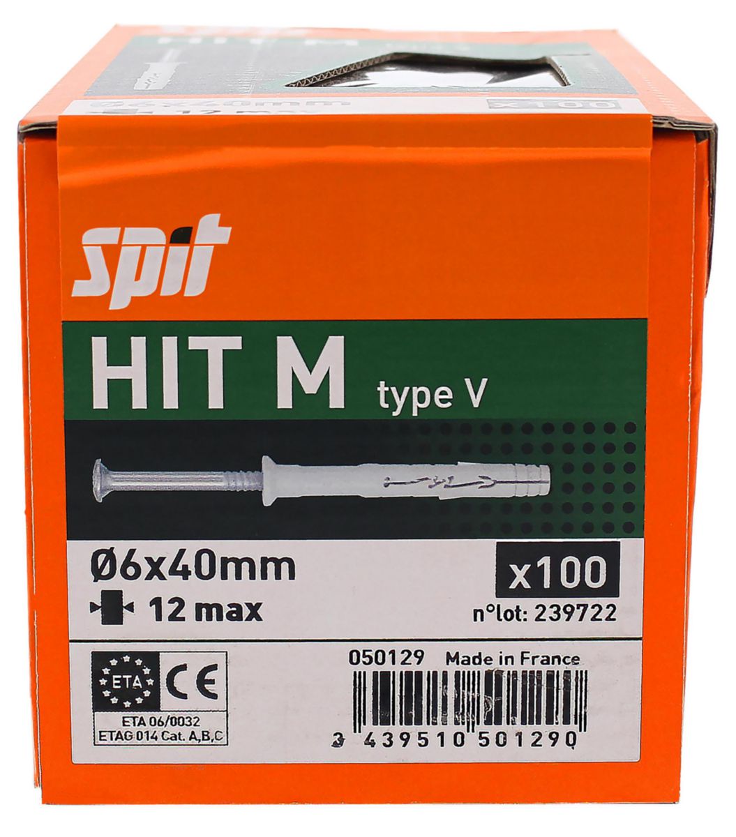 Cheville HIT M 6-12/37V boîte de 100 réf. 050129 - SPIT