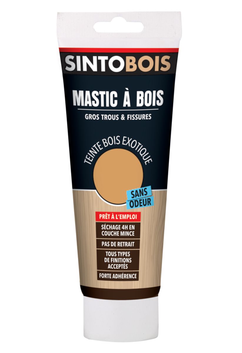 Mastic bois prêt à l'emploi - bois exotique - tube de 400 g - SINTO