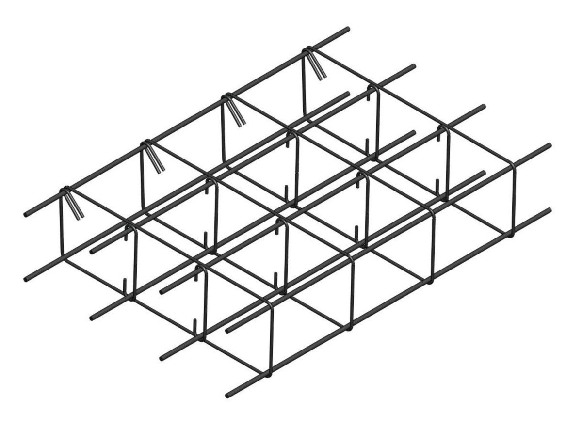 Armature de semelle renforcée dimension 85 cmx20 cm avec 8HA10 cadres ...