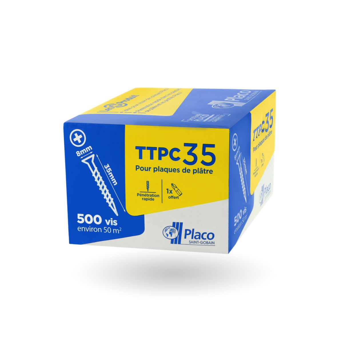 Vis autoforeuse TTPC 35 - Ø 8x35 mm - boîte de 500 pcs - PLACO