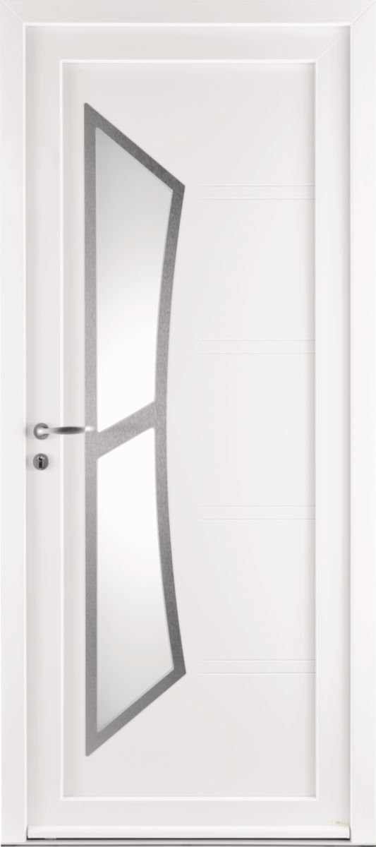 [Code Web] Porte d'entrée Milky 1 PVC H.2150xL.900 mm pose applique ...