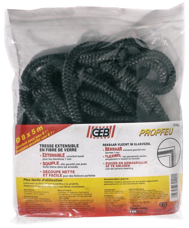 Tresse ronde d'étanchéité extensible en fibre de verre D7/8mm sachet de ...