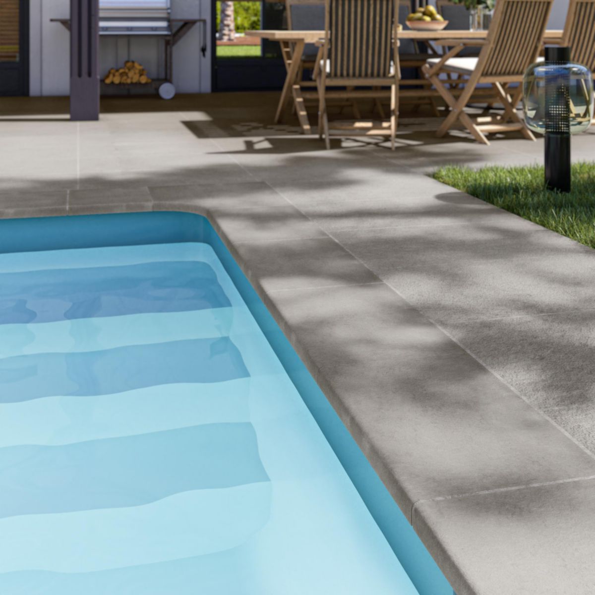 Kit piscine 4x8 m / 3x9 m couloir de nage Volcanik - gris - ALKERN