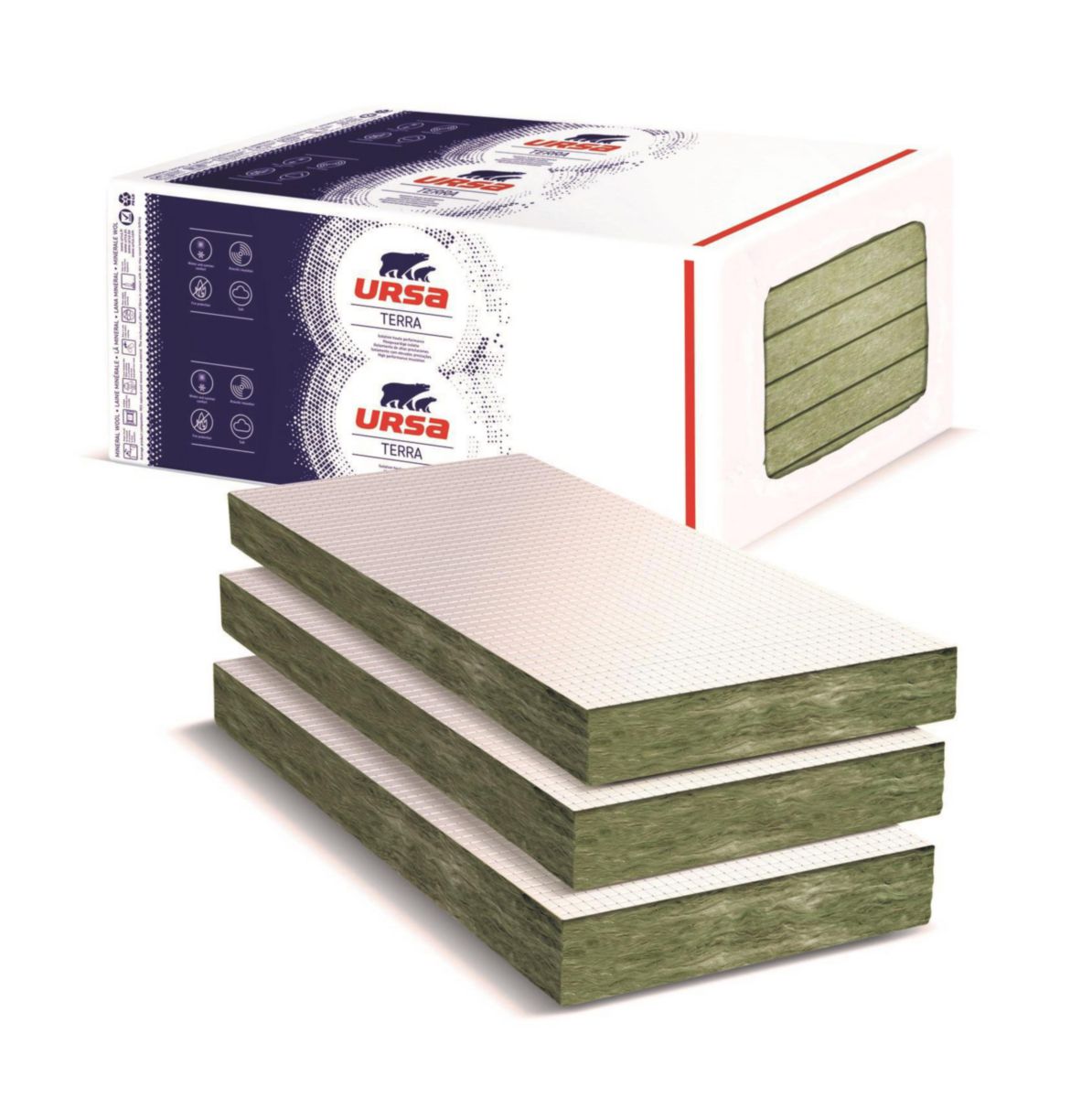 URSA - Panneau de laine de verre semi-rigide densifié revêtu URSA Renosoudal alu épaisseur 96 mm ...