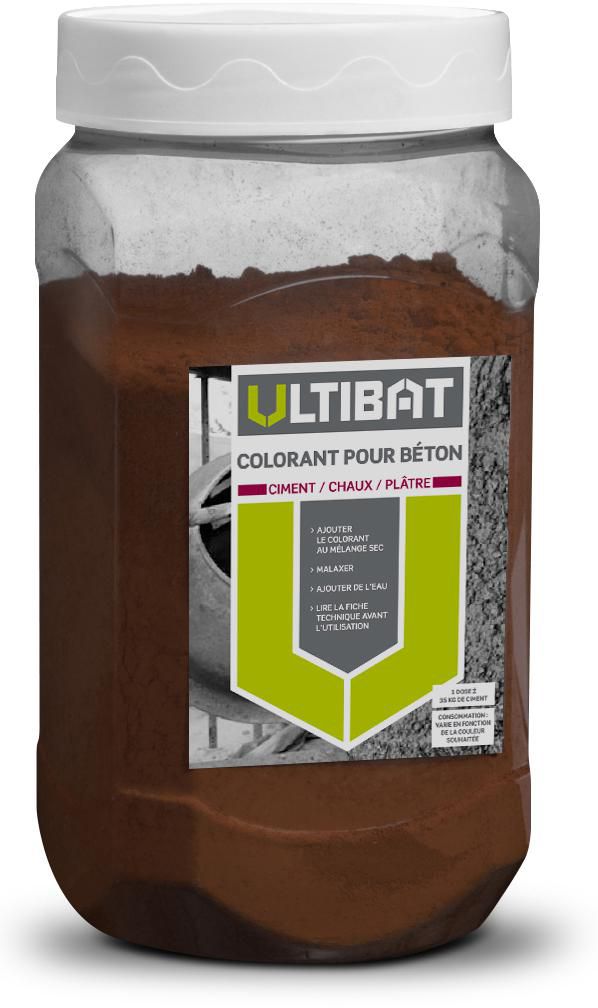 Colorant pour béton, ciment, chaux, plâtre - brun - pot de 750 g - ULTIBAT