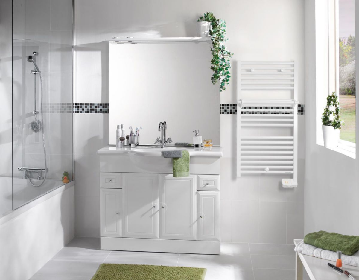 Sèche-serviettes 2012 électrique digital étroit 0500W blanc équipé d'un ...