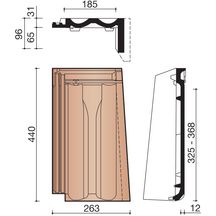 Tuile de rive à rabat droit Tradi 12 terre cuite rouge naturel 440x263 ...