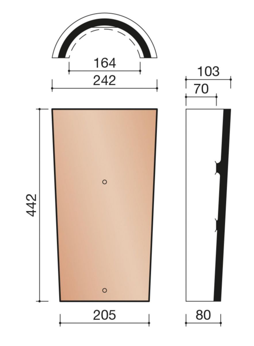 Tuile faîtière-arêtier tige de botte M000 1500 - terre cuite - ton ...