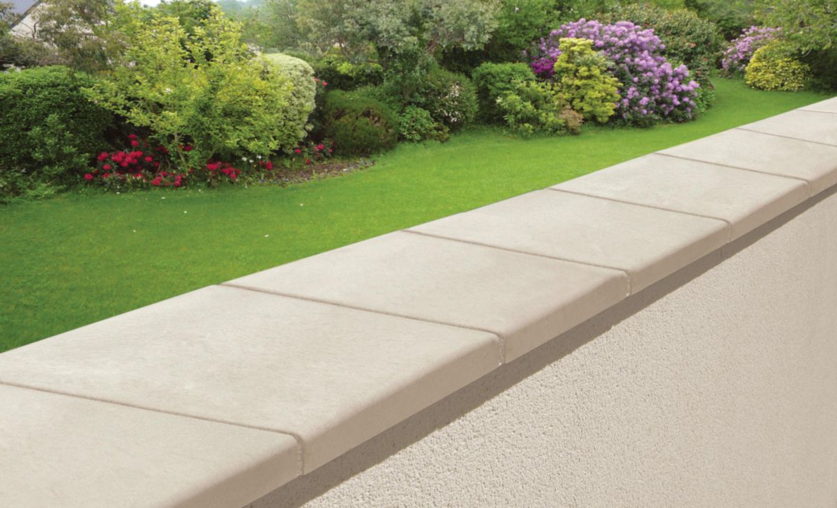 Chaperon de mur plat Pierre Lisse - ton crème - 49x28x3 cm - WESER