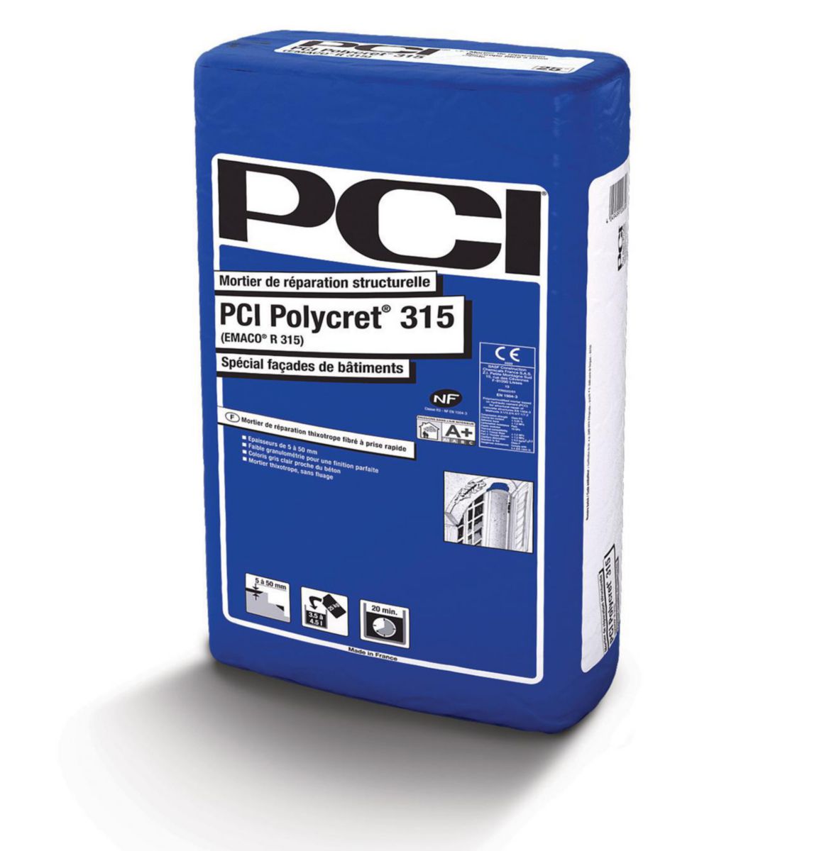 Mortier fibré de réparation structurelle pour façade PCI Polycret 315 ...