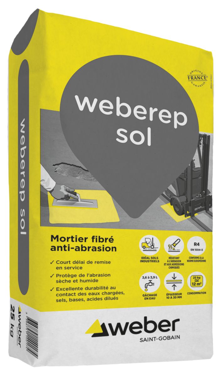 Mortier fibré Weberep sol - sac de 25 kg - WEBER