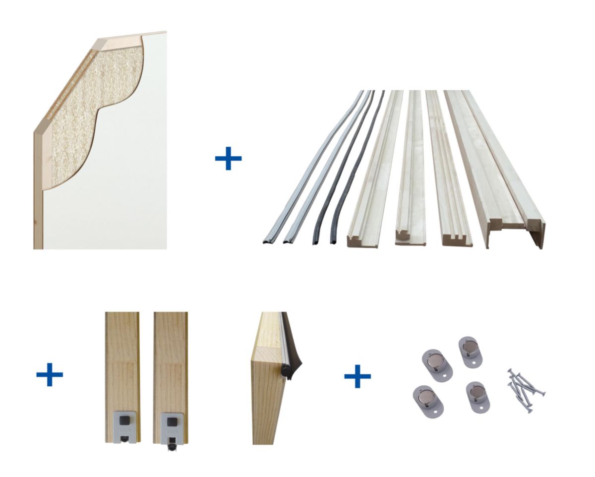 Porte coulissante prépeinte 830 acoustique 32db avec habillage ...