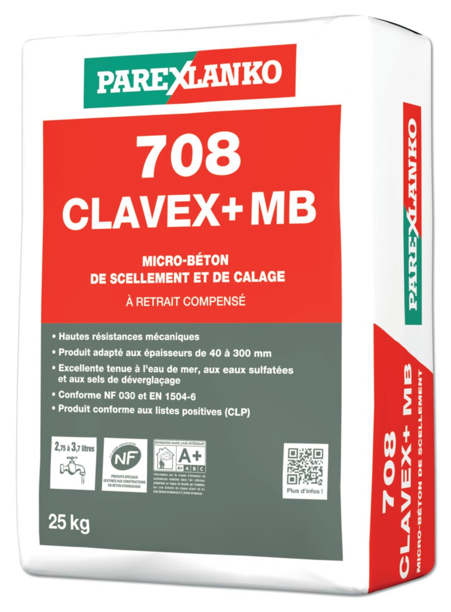 Mortier de scellement Lanko Clavex plus MB 708 sac de 25 kg - PAREXLANKO