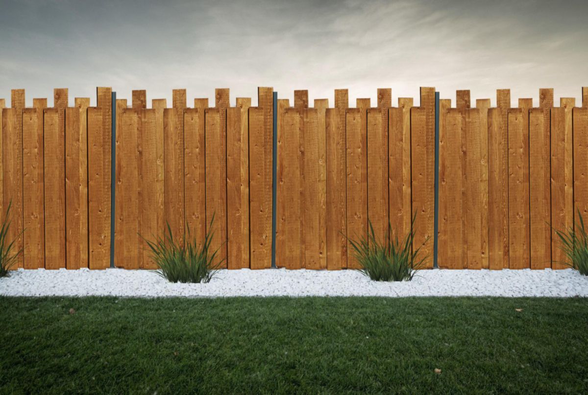 Kit de clôture verticale Vertiwood - sapin du Nord classe 3 brun ...