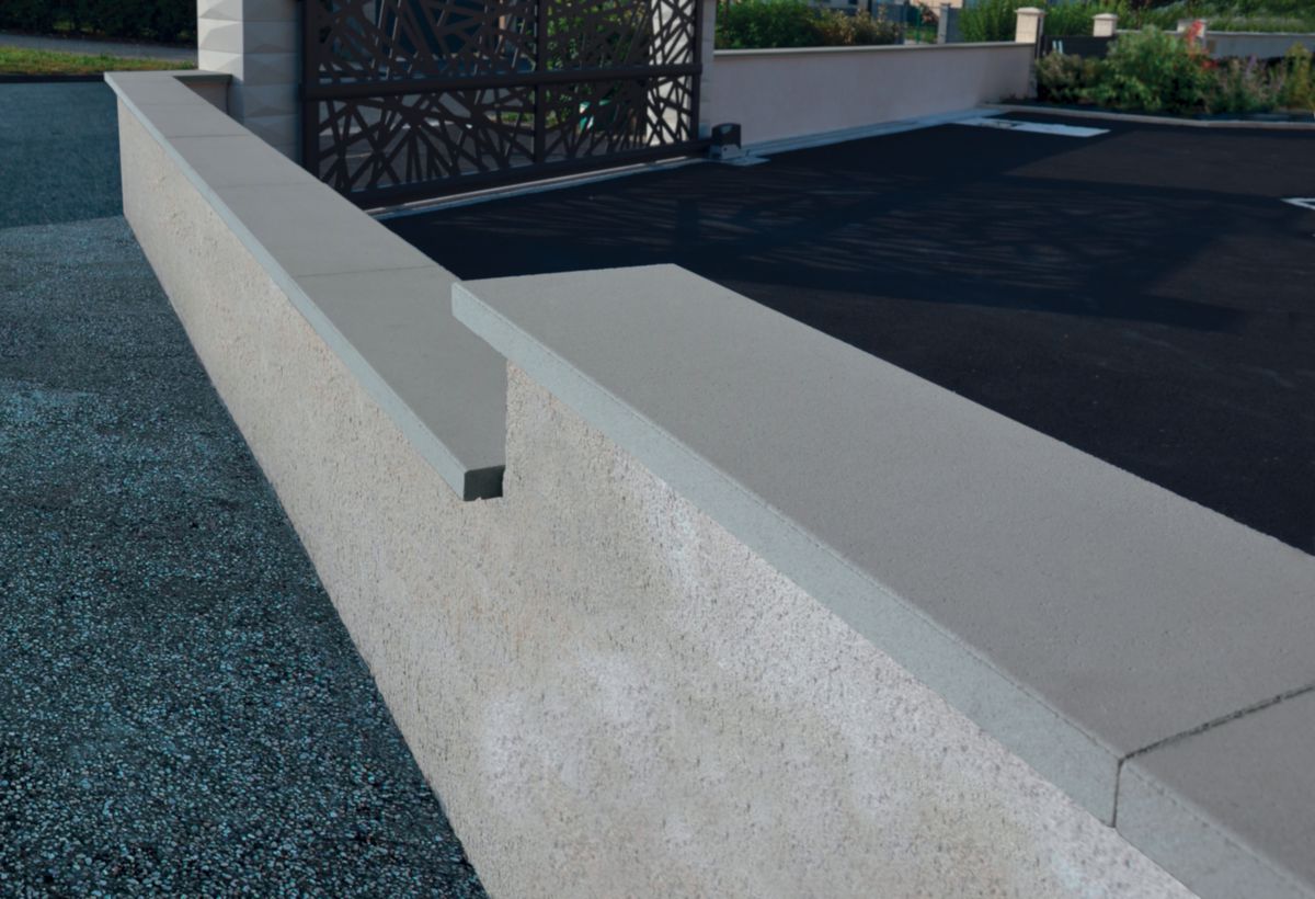 Chaperon de mur plat Pierre Lisse - gris - 99x30x4 cm - WESER