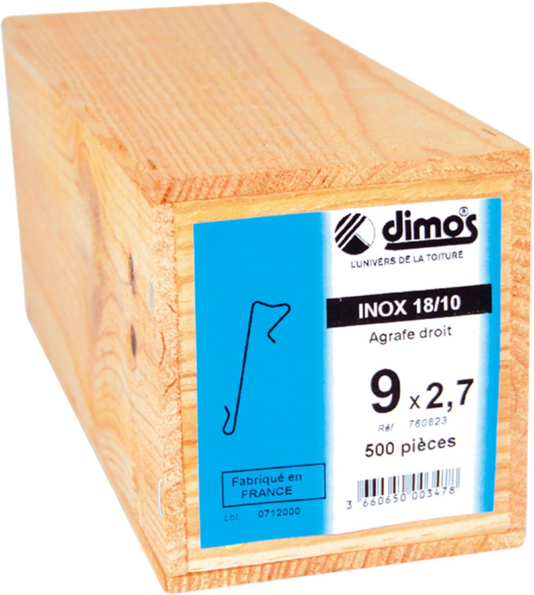 Crochet ardoise inox 18/10 10x2,7 pointe boîte de 700 réf. 760844 - DIMOS