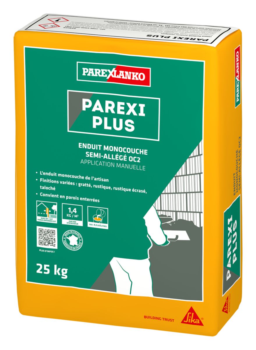 Enduit monocouche manuel imperméable décor façade Parexi Plus teinte ...