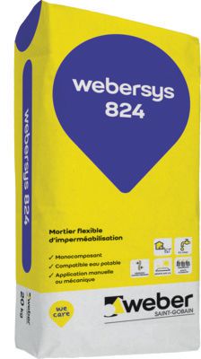 Mortier flexible d'imperméabilisation Webersys 824 - sac de 20 kg - WEBER