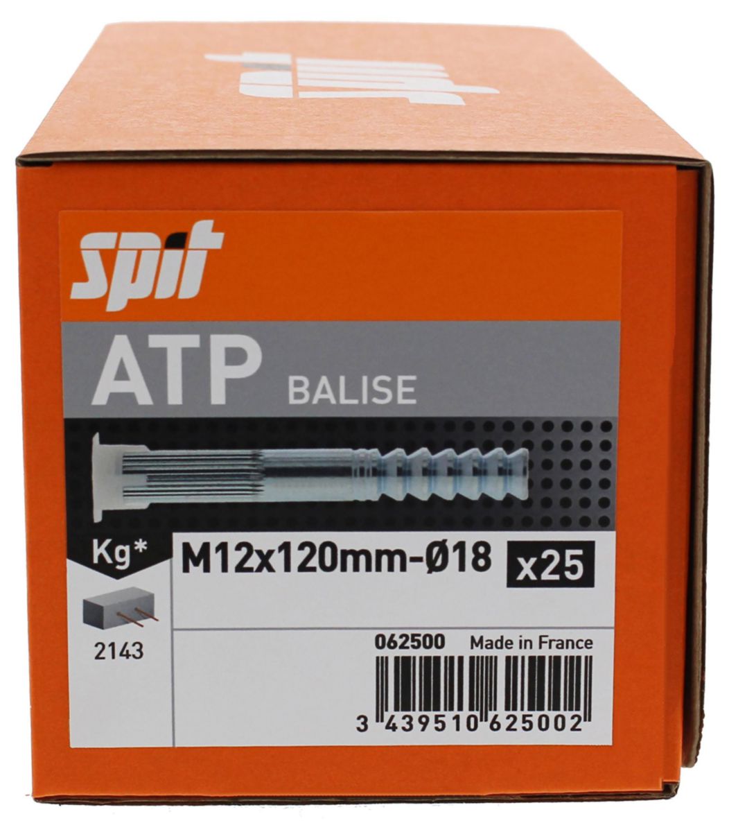 Cheville ATP M12x75 la boîte de 10 réf. 062760 - SPIT