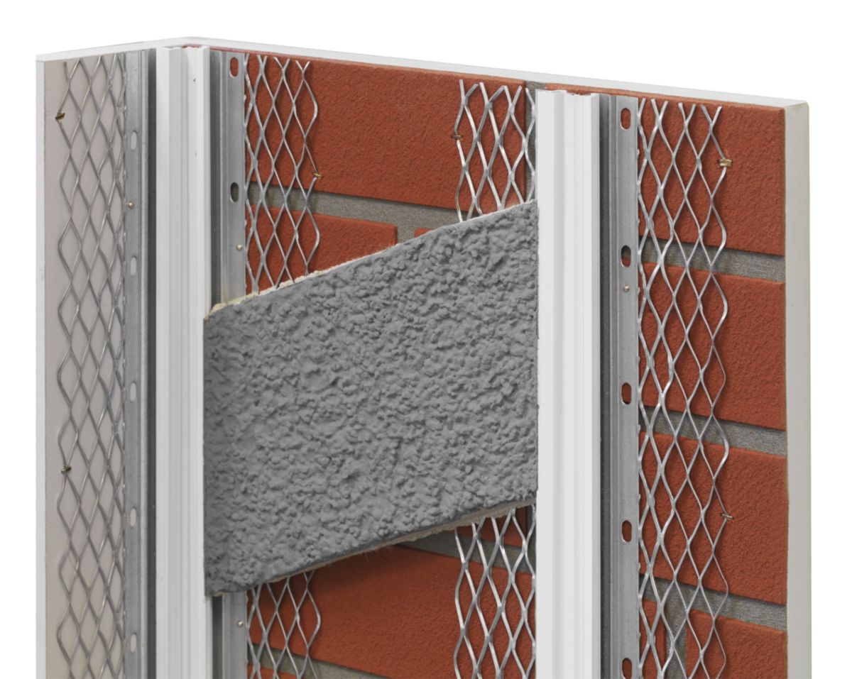 Profilé couvre-joint plat intégré dans l'enduit Protektor L. 3 m blanc ép. enduit 10 mm Réf ...