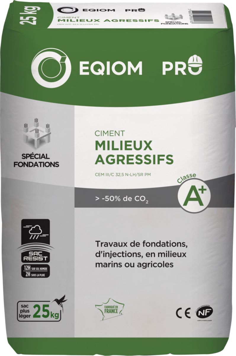 Ciment pour milieux agressifs CEM III/C 32,5 N-LH/SR PM - sac de 25 kg ...