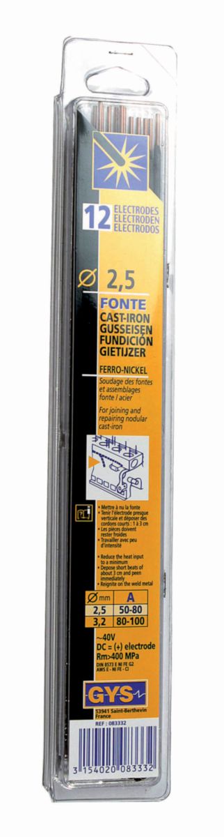 Electrode fonte diamètre 2,5mm x 12 83332 - GYS